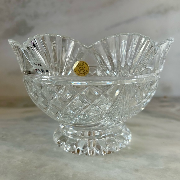 Accents | Lead Crystal Footed Bowl Made In Slovakia Fan Design ...